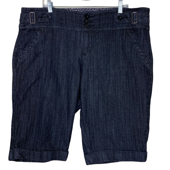 one 5 one | Shorts | One 5 One High Rise Triple Button Dark Wash Rolled ...